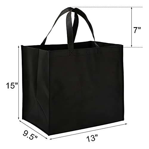 Tosnail 15 Pack Large Foldable Reusable Grocery Tote Bags Shopping Bags - Black