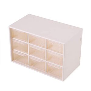 topincn drawer storage cabinet plastic jewelry cosmetic storage box portable 9 lattice mini cabinets drawer(white)