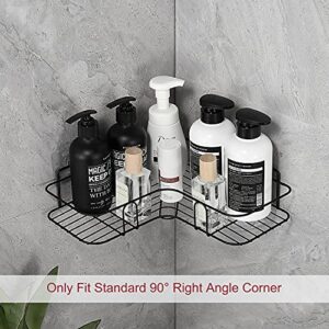 RODDEX 2 Pack Corner Shower Caddy, No Drilling Shower Organizer Shelf with 6 Traceless Adhesive Strong adhesive Hooks, Wall Mounted shower shelves for Bathroom Kitchen Dorm, Matte Black