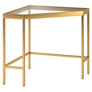 henn&hart 42" wide pentagon corner desk in brass, laptop desk, computer desk, desk