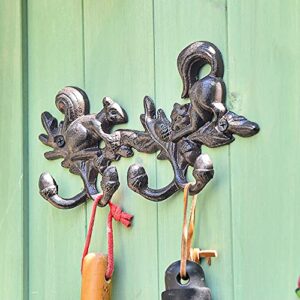 Sungmor Cast Iron Cute Squirrel 4 Hooks Coat Hanger - Key Hooks for Towel, Keys, Hats, Bags, Clothes - Antique Style Storage Organizer Wall Hing Rack