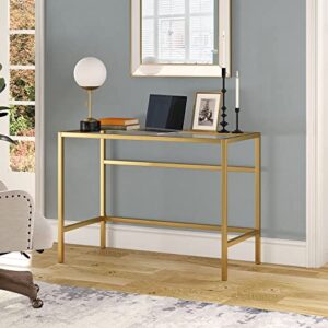 Henn&Hart 42" Wide Rectangular Writing Desk in Brass, Laptop Desk, Computer Desk, Home Office