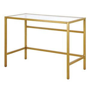 Henn&Hart 42" Wide Rectangular Writing Desk in Brass, Laptop Desk, Computer Desk, Home Office