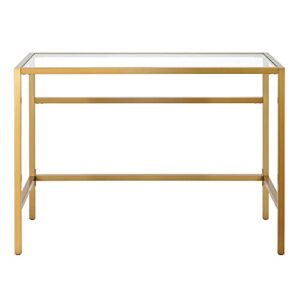 Henn&Hart 42" Wide Rectangular Writing Desk in Brass, Laptop Desk, Computer Desk, Home Office