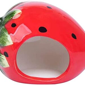 Cool Hamster House Hideout Ceramics Strawberry Shape Bed Cute Small Animal Pet Squirrel Hedgehog Chinchilla Nest Hamster Cage Accessories