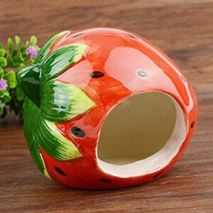 Cool Hamster House Hideout Ceramics Strawberry Shape Bed Cute Small Animal Pet Squirrel Hedgehog Chinchilla Nest Hamster Cage Accessories