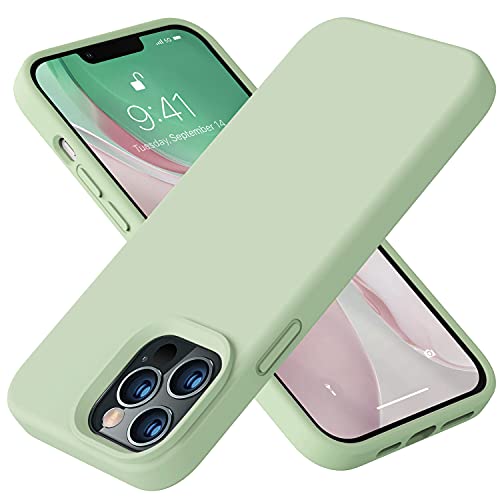 Vooii Compatible with iPhone 13 Pro Case, Liquid Silicone Full Body Protective Case with [Anti-Scratch] [Soft Microfiber Lining] [Camera Protective Case] for iPhone 13 Pro 6.1 inch, Matcha