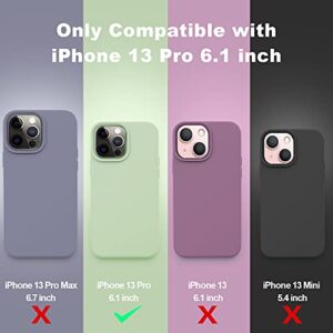 Vooii Compatible with iPhone 13 Pro Case, Liquid Silicone Full Body Protective Case with [Anti-Scratch] [Soft Microfiber Lining] [Camera Protective Case] for iPhone 13 Pro 6.1 inch, Matcha