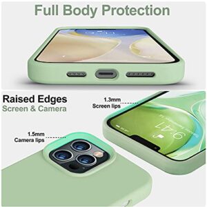 Vooii Compatible with iPhone 13 Pro Case, Liquid Silicone Full Body Protective Case with [Anti-Scratch] [Soft Microfiber Lining] [Camera Protective Case] for iPhone 13 Pro 6.1 inch, Matcha