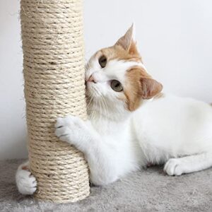 4-Tier Cat Tower - Tree with Napping Perches, Cat Condo, Ladder, 5 Sisal Rope Scratching Posts, and Hanging Toy for Indoor Cats by PETMAKER (White)