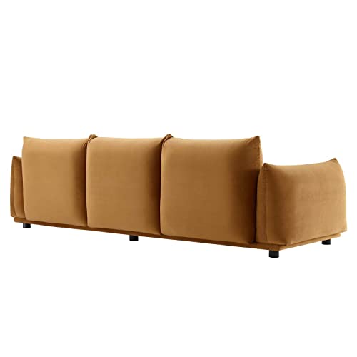 Copious Performance Velvet Sofa in Cognac