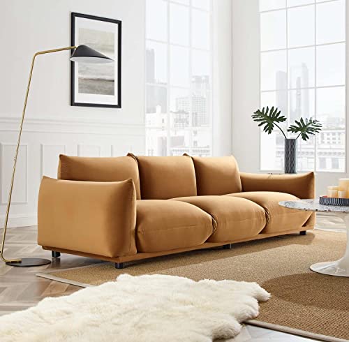 Copious Performance Velvet Sofa in Cognac