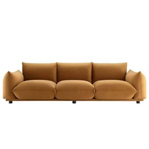 Copious Performance Velvet Sofa in Cognac