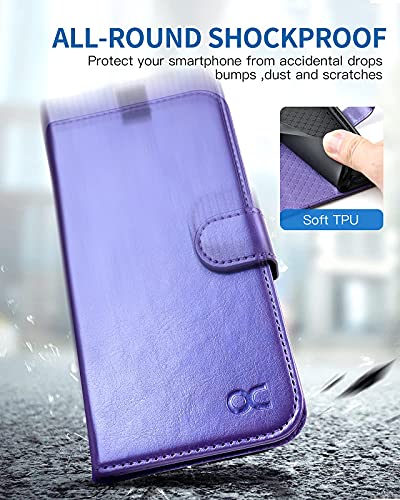 OCASE Compatible with iPhone 13 Wallet Case, PU Leather Flip Folio Case with Card Holders RFID Blocking Kickstand [Shockproof TPU Inner Shell] Phone Cover 6.1 Inch 2021 (Purple)