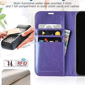 OCASE Compatible with iPhone 13 Wallet Case, PU Leather Flip Folio Case with Card Holders RFID Blocking Kickstand [Shockproof TPU Inner Shell] Phone Cover 6.1 Inch 2021 (Purple)