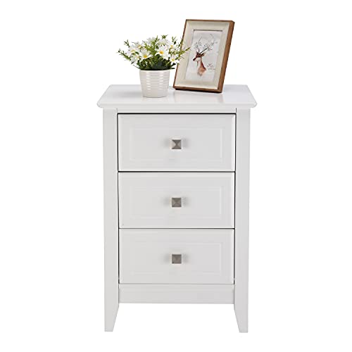 Bonnlo Upgraded White Nightstand with 3 Drawers, Modern Night Stands for Bedrooms Set of 2, Wooden Bed Side Table/Night Stand for Small Spaces, College Dorm, Kids’ Room, Living Room, 23.6in H