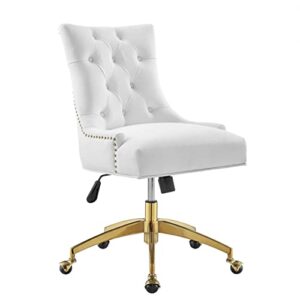 modway regent tufted performance velvet swivel office chair in gold white