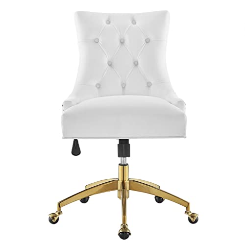 Modway Regent Tufted Performance Velvet Swivel Office Chair in Gold White