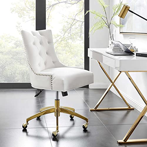 Modway Regent Tufted Performance Velvet Swivel Office Chair in Gold White