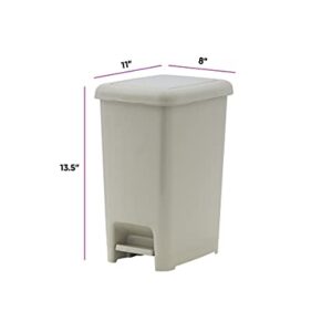 Superio Slim Trash Cans with Pedal Lid 4 Gallon Beige (2 Pack) Plastic Waste Bin 16 Qt. for Under Desk, Office, Bedroom, Bathroom