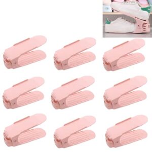 boyeebo pack of 10, adjustable 4 level shoe slots organizer double deck shoe rack holder for shoes storage closet organization (pink)