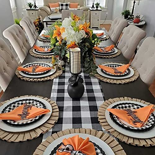 Buffalo Plaid Table Runners 2 Packs 13x84 Inches Check Black and White Table Runner Fall Thanksgiving Table Runners for Parties