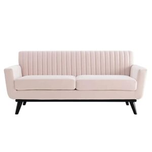 Modway Engage Channel Tufted Performance Velvet Loveseat in Pink