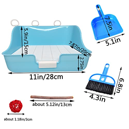 Hamiledyi Rabbit Litter Box, Small Animal Corner Potty Trainer, Bunny Toilet Pets Plastic Rectangle Cage Bedding Box Pet Pan with Chew Toys for Guinea Pigs Hamster Chinchilla Ferret