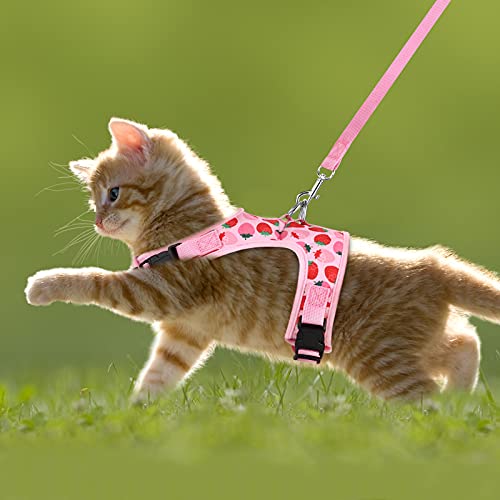 URATOT Cat Harness and Leash Set Cat Vest Harness Pet Leash and Collar Set Pet Harness for Kitties Puppies Small Pets Outdoor Walking, Small