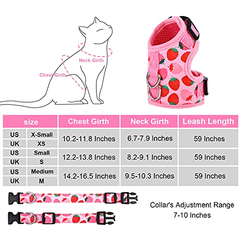 URATOT Cat Harness and Leash Set Cat Vest Harness Pet Leash and Collar Set Pet Harness for Kitties Puppies Small Pets Outdoor Walking, Small