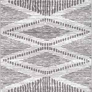 Well Woven Axasta Ivory Grey Diamond Medallion Tribal Area Rug 3x5 (3'11" x 5'3")