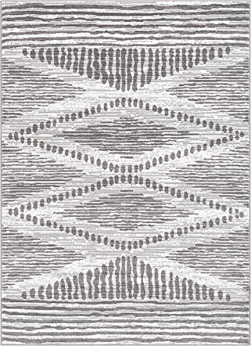 Well Woven Axasta Ivory Grey Diamond Medallion Tribal Area Rug 3x5 (3'11" x 5'3")