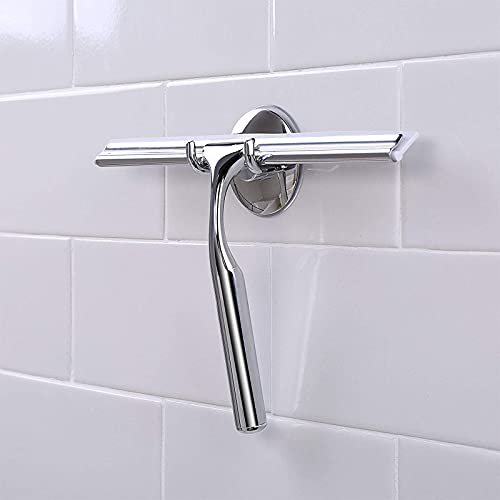 Shower Squeegee with Suction Storage Hook, 10 Inch Squeegee for Shower Glass Door