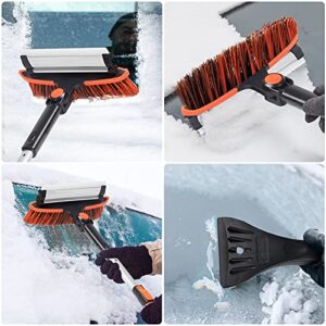 YUICHH 57 inch Car Snow Brush with Ice Scraper and Squeegee for Car Windshield, Extendable Snow Scraper and Brush for Car SUV Truck Bus Boat Detachable, Snow Removal, Frosting Removal, Shovel Ice