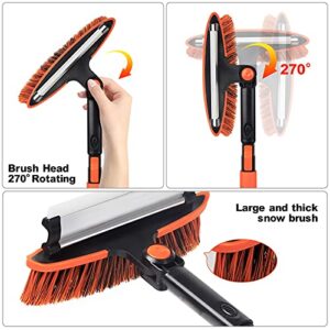 YUICHH 57 inch Car Snow Brush with Ice Scraper and Squeegee for Car Windshield, Extendable Snow Scraper and Brush for Car SUV Truck Bus Boat Detachable, Snow Removal, Frosting Removal, Shovel Ice