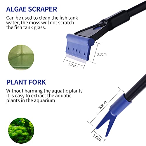 Firesteed Fish Tank Water Change Cleaning kit Tool, A Hand Syphon Pump to Drain Cleaning Kit Tools Algae Scrapers Set 5 in 1