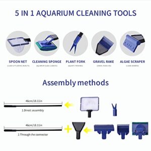 Firesteed Fish Tank Water Change Cleaning kit Tool, A Hand Syphon Pump to Drain Cleaning Kit Tools Algae Scrapers Set 5 in 1