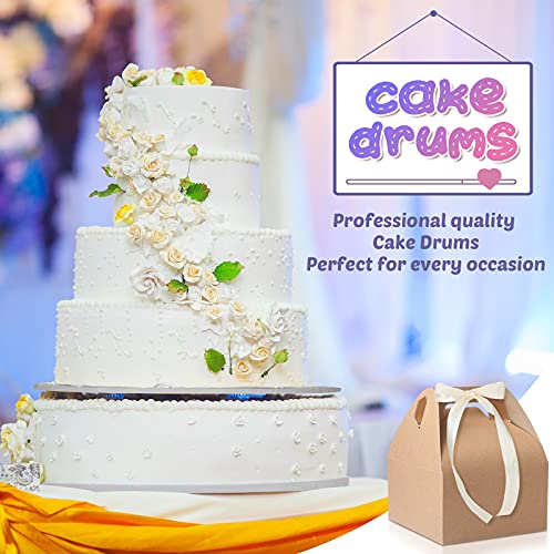 8 Pieces Cake Drums Round Sturdy White Cake Drum with 2 Pieces Satin Cake Ribbon for Heavy or Multi-Tiered Cakes (6, 8, 10, 12 Inch)