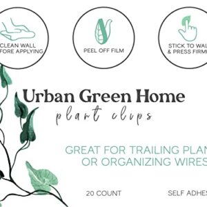 Urban Green Home Plant Clips with Pre-Applied Adhesive Pads for Climbing and Hanging Plants to Walls Invisible Leaf Design 20 Count