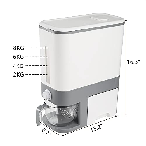 ZEAYEA 25 Lbs Rice Dispenser, Large Grain Storage Container with Lid and Measuring Cup, Household Cereal Food Dispenser Rice Bucket for Kitchen Pantry Soybean Corn Dry Food Organization