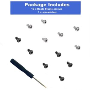 Studio 3 Headband Screws Replacement for Beats Studio 2 Headband Screws, Studio3 Screws, Beats Studio 3 A1796 Headphones Screws+Screwdriver Repair Kit (6pcs Silver+6pcs Black)