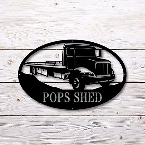 Customized Flat Bed Tow Truck Metal - Trucking Company Decor - Family Metal Sign - Garage Decor - Transport Business Sign - Truck Driver Gift - Personalized Gift - Warehouse Decor