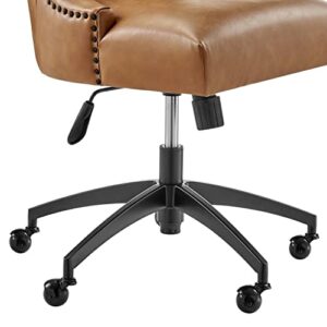 Modway Empower Channel Tufted Vegan Leather Office Chair in Black Tan 27 x 22 x 38.5