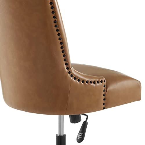 Modway Empower Channel Tufted Vegan Leather Office Chair in Black Tan 27 x 22 x 38.5