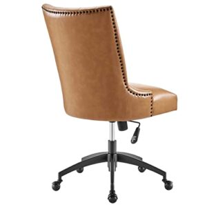 Modway Empower Channel Tufted Vegan Leather Office Chair in Black Tan 27 x 22 x 38.5