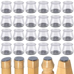 chair leg floor protectors, 24 pcs silicone felt furniture leg pads caps covers for hardwood floors (clear-medium)