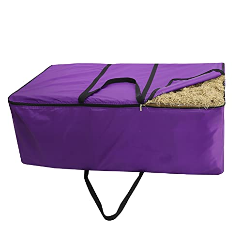 HYXITVCG Hay Bag, Heavy Duty Hay Bale Storage Bag, Extra Large Tote Hay Bale Carry Bag, Portable Horses Goats Livestock Hay Bale Bag with Zipper and Handle (45'' x 23'' x14'')