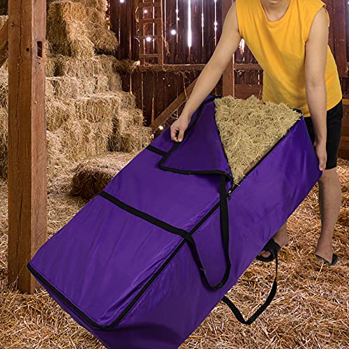 HYXITVCG Hay Bag, Heavy Duty Hay Bale Storage Bag, Extra Large Tote Hay Bale Carry Bag, Portable Horses Goats Livestock Hay Bale Bag with Zipper and Handle (45'' x 23'' x14'')