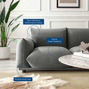 Modway Copious Performance Velvet Loveseat in Gray