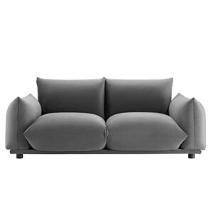 Modway Copious Performance Velvet Loveseat in Gray